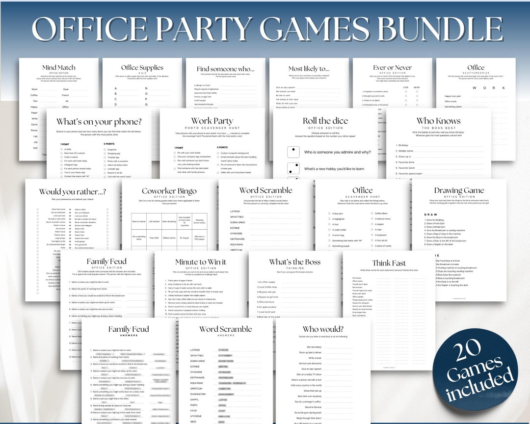 Office Party Games BUNDLE, Ice Breaker Games, Office Work Party ...