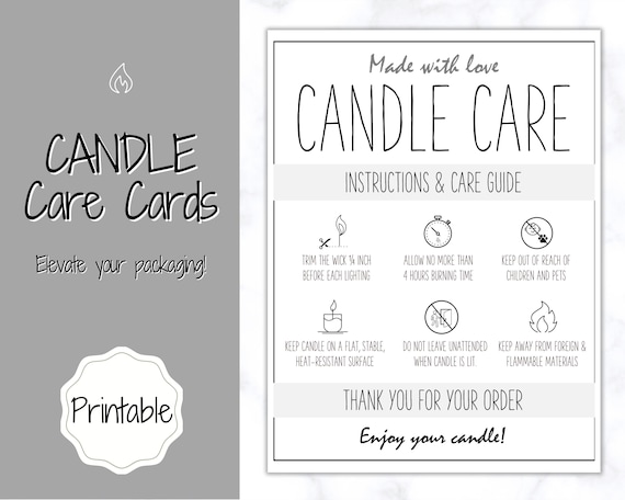 Candle Care Card Printable Candle Care Guide Candle Safety | Etsy