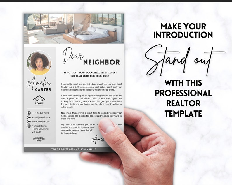 Realtor Introduction Letter, Real Estate Agent Template, New Agent ...