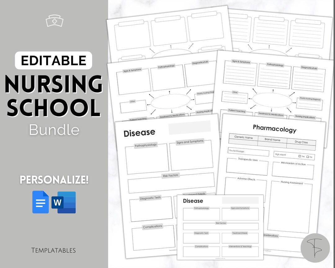 Nursing Notes Bundle, EDITABLE Nurse Student Study Guide, Concept Map ...