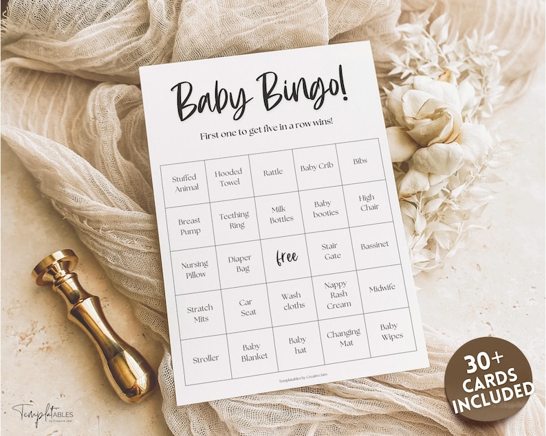 Baby Shower BINGO Game, 30 Printable Baby Bingo Games, Prefilled Cards ...