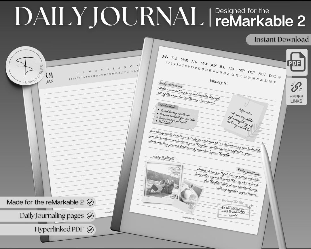 Daily Journal for the Remarkable, Digital Journal, Digital Notebook ...