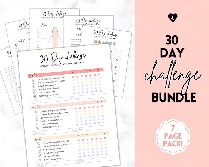 30 Day Habit Tracker Printable EDITABLE 30 Day Challenge | Etsy
