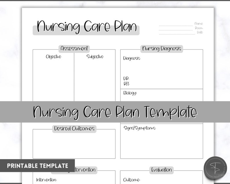 Printable Nursing Care Plan Template Nursing Notes - Etsy UK