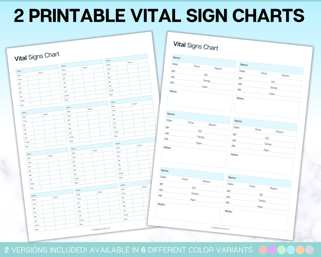Nurse Vital Signs Log, 2 Vital Signs Chart Sheet, Patient Assessment ...