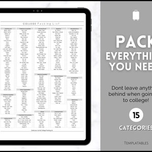 Printable College Packing List, Back to School, Packing Checklist ...