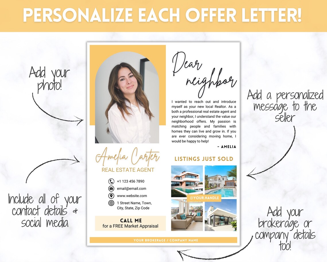 Realtor Introduction Letter Real Estate Agent Template New - Etsy