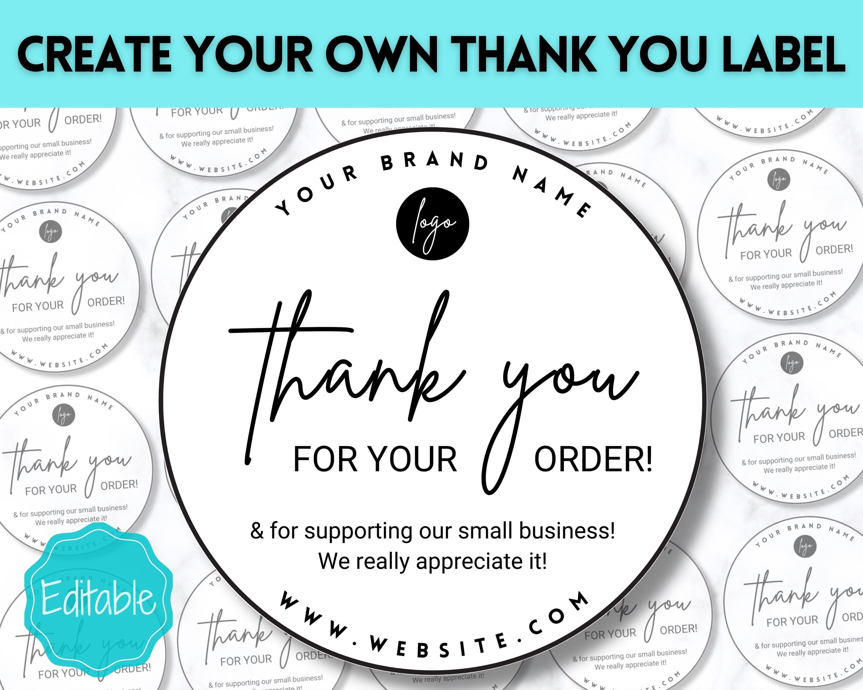 EDITABLE Thank You Sticker Digital Thank You Label Template - Etsy