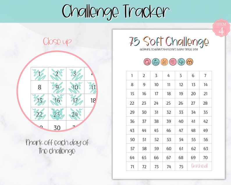 75 SOFT Challenge Tracker 75soft Printable 75soft Easier | Etsy