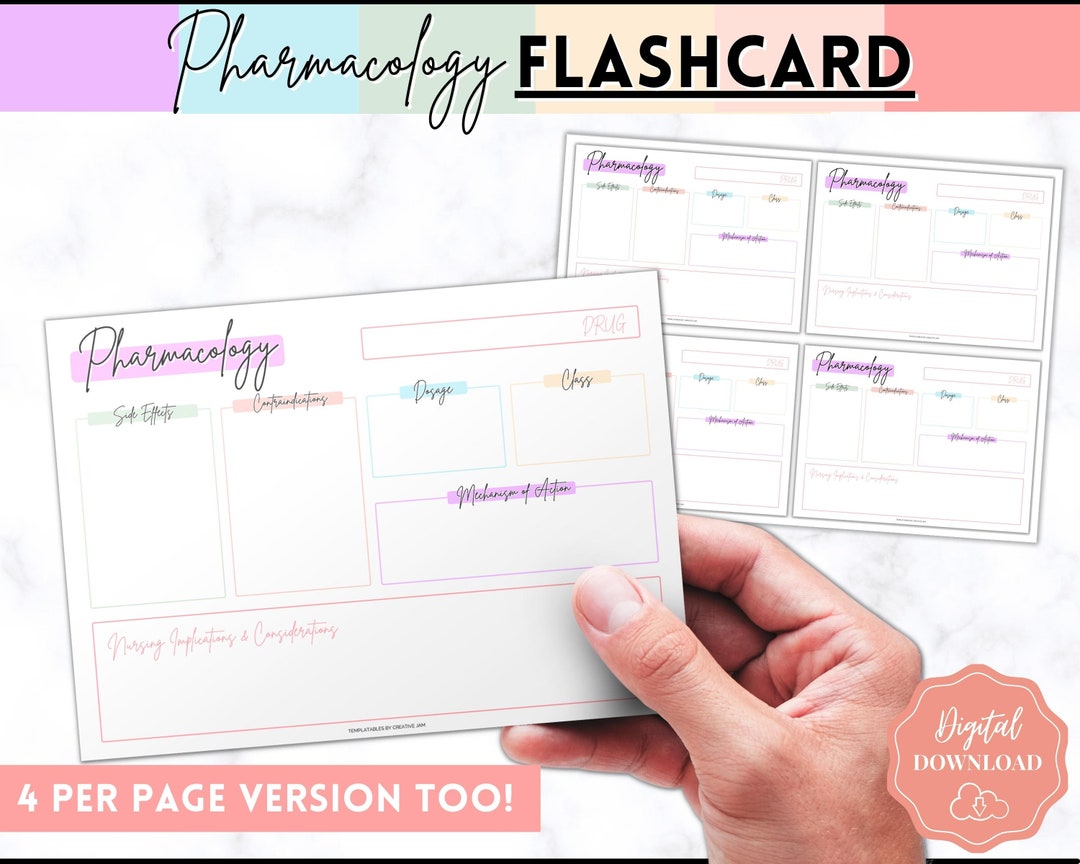 Drug Card Template, Nursing Pharmacology Printable, Nursing Notes ...