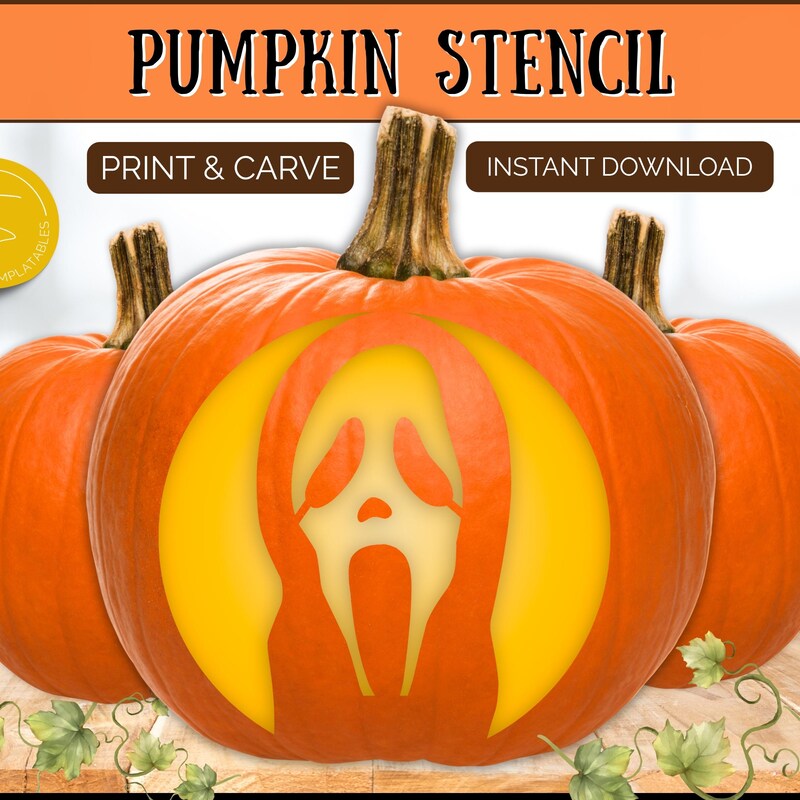Scream Pumpkin Carving Stencil - Etsy