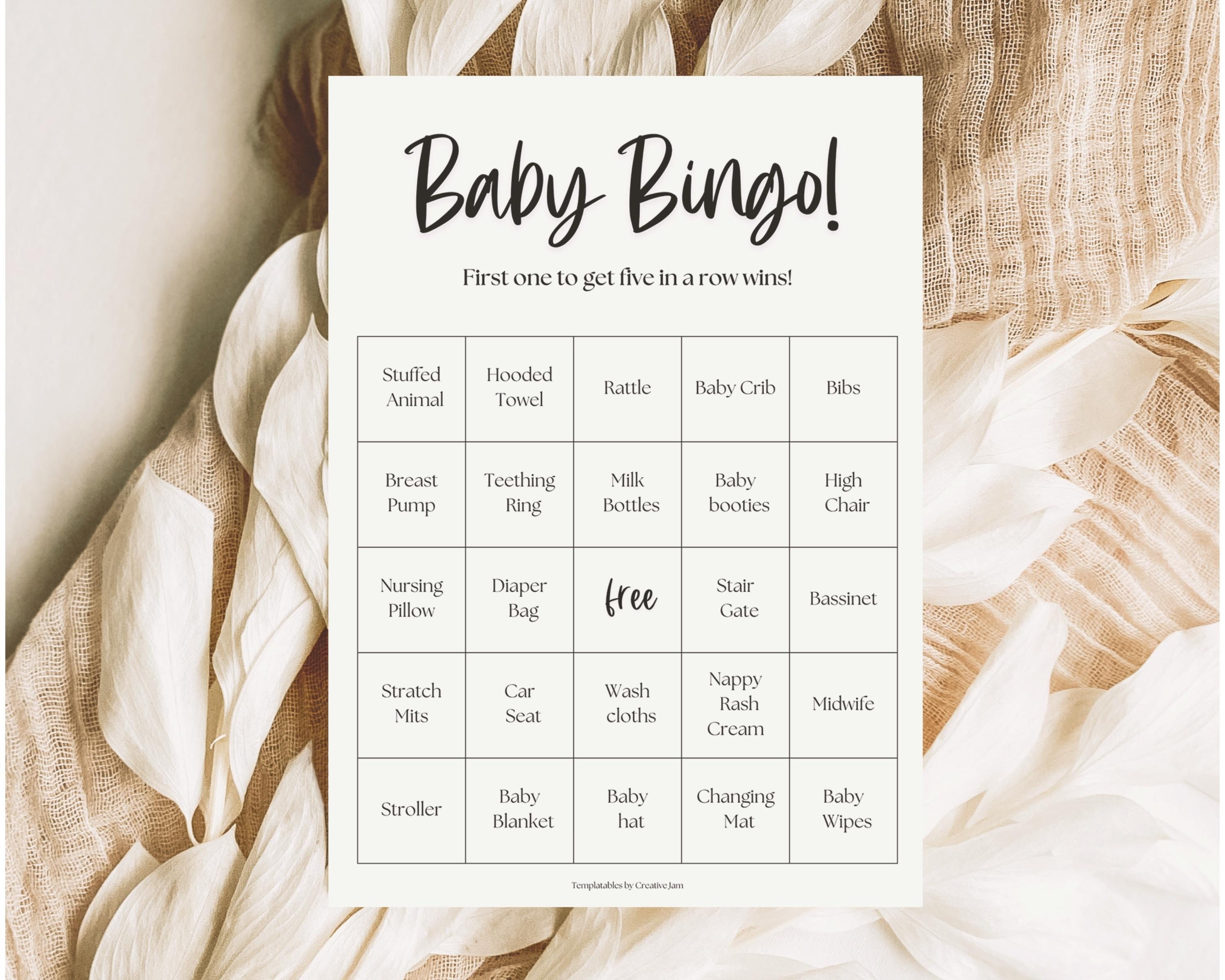 Baby Shower BINGO Game, 30 Printable Baby Bingo Games, Prefilled Cards ...