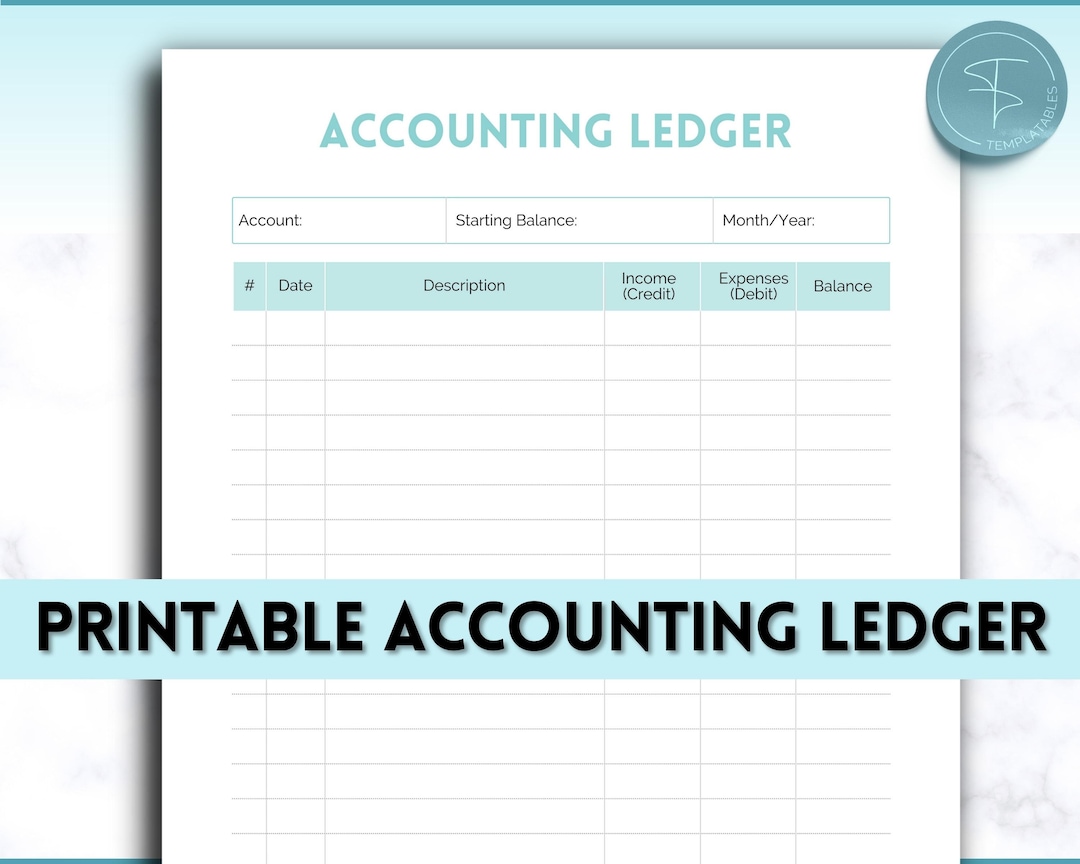 Printable Accounting Ledger, Business Ledger Book, Accounting Template ...