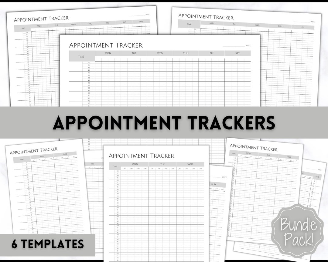 Appointment Tracker Printable, 15 Minute, Salon Planner, Therapist Appt ...