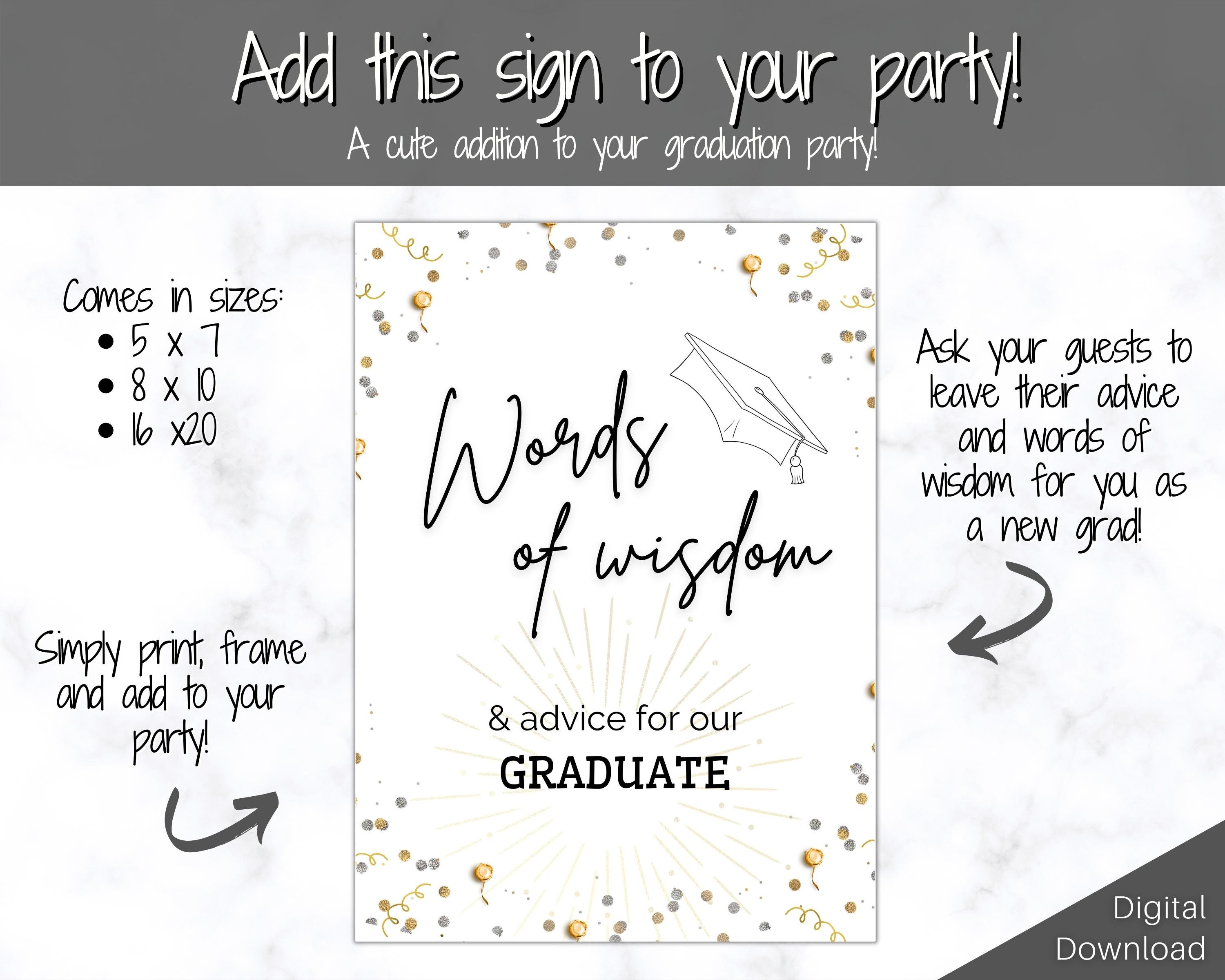 Graduation Words of Wisdom Sign Printable Graduate Advice - Etsy