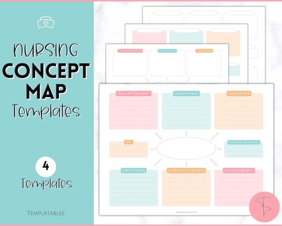 Nursing Concept Map Template Nursing School Notes Printable - Etsy UK