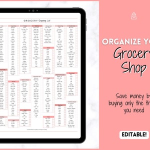 EDITABLE Grocery List, Master Grocery List Printable, Weekly Shopping ...