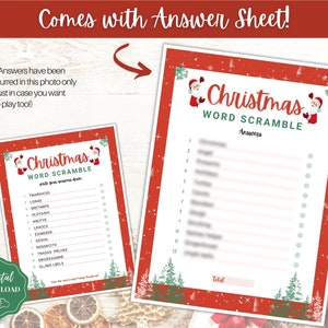 Holiday Word Scramble! Christmas Game Printables, Xmas Party Game, Fun ...