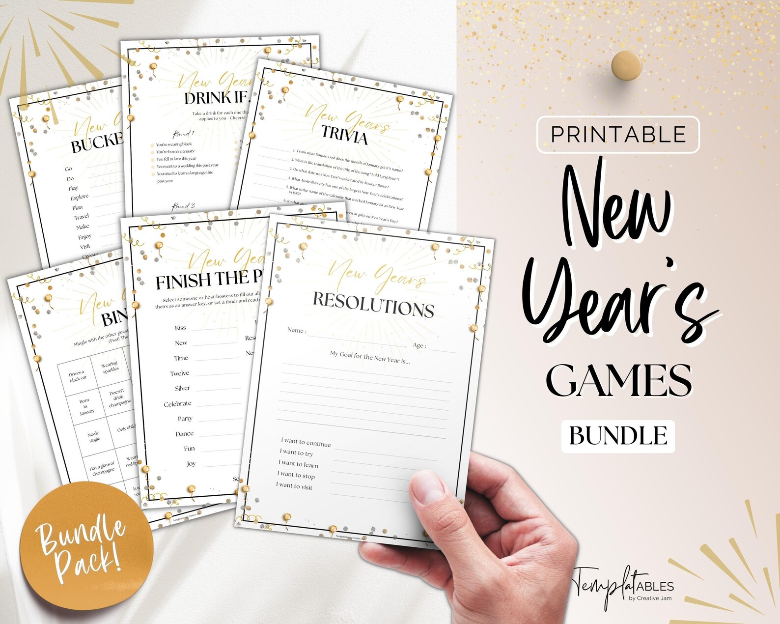 New Years Games BUNDLE, 20 New Years Eve Party Games, Printable Games ...