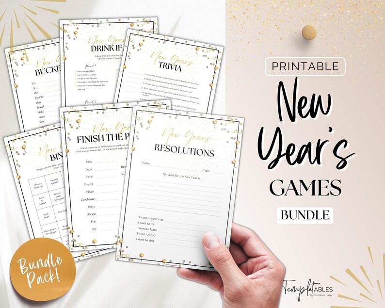 New Years Eve Games BUNDLE, 20 New Years Party Games, Printable Games ...