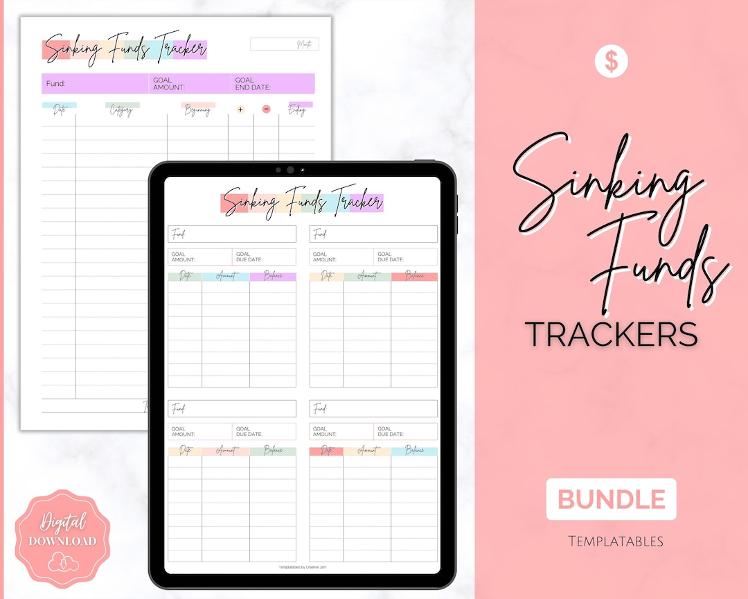 4 Sinking Funds Trackers Printable Savings Tracker BUNDLE - Etsy