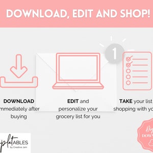 EDITABLE Grocery List, Master Grocery List Printable, Weekly Shopping ...