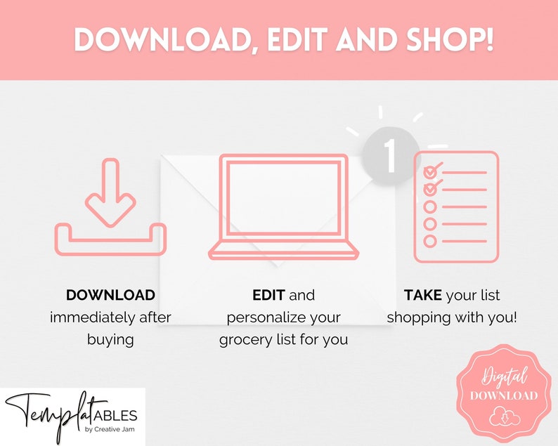 EDITABLE Grocery List, Master Grocery List Printable, Weekly Shopping ...