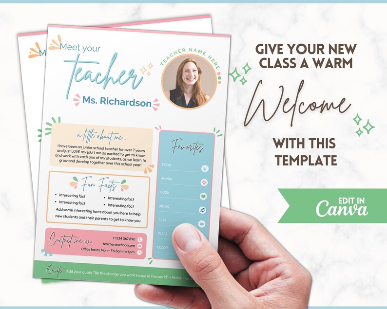 EDITABLE Meet the Teacher Template, Meet Your Teacher Introduction ...