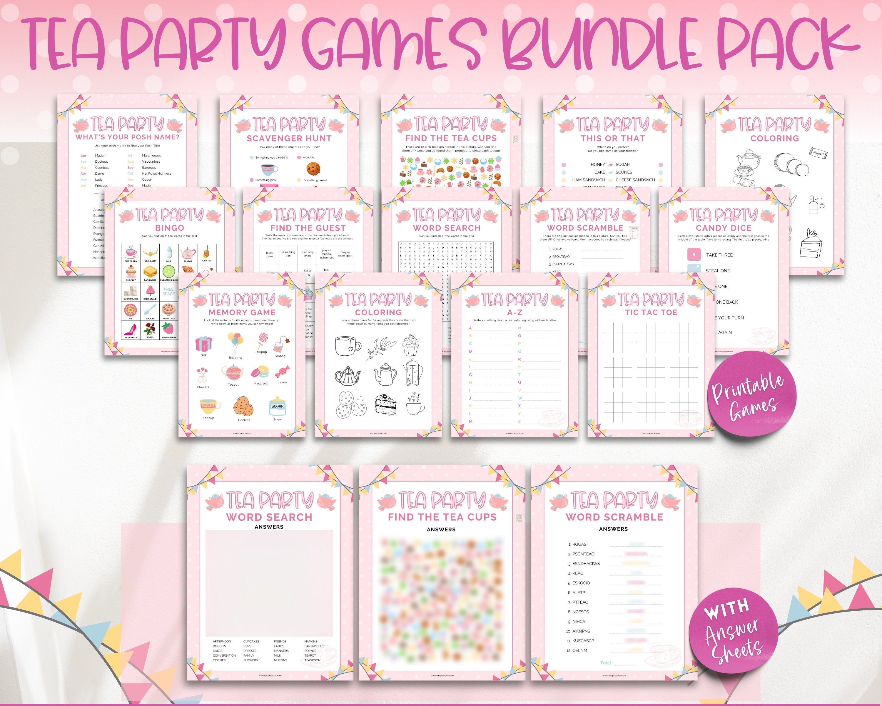 Tea Party Games Bundle, 15 Girls Afternoon Tea Party Games, Birthday ...