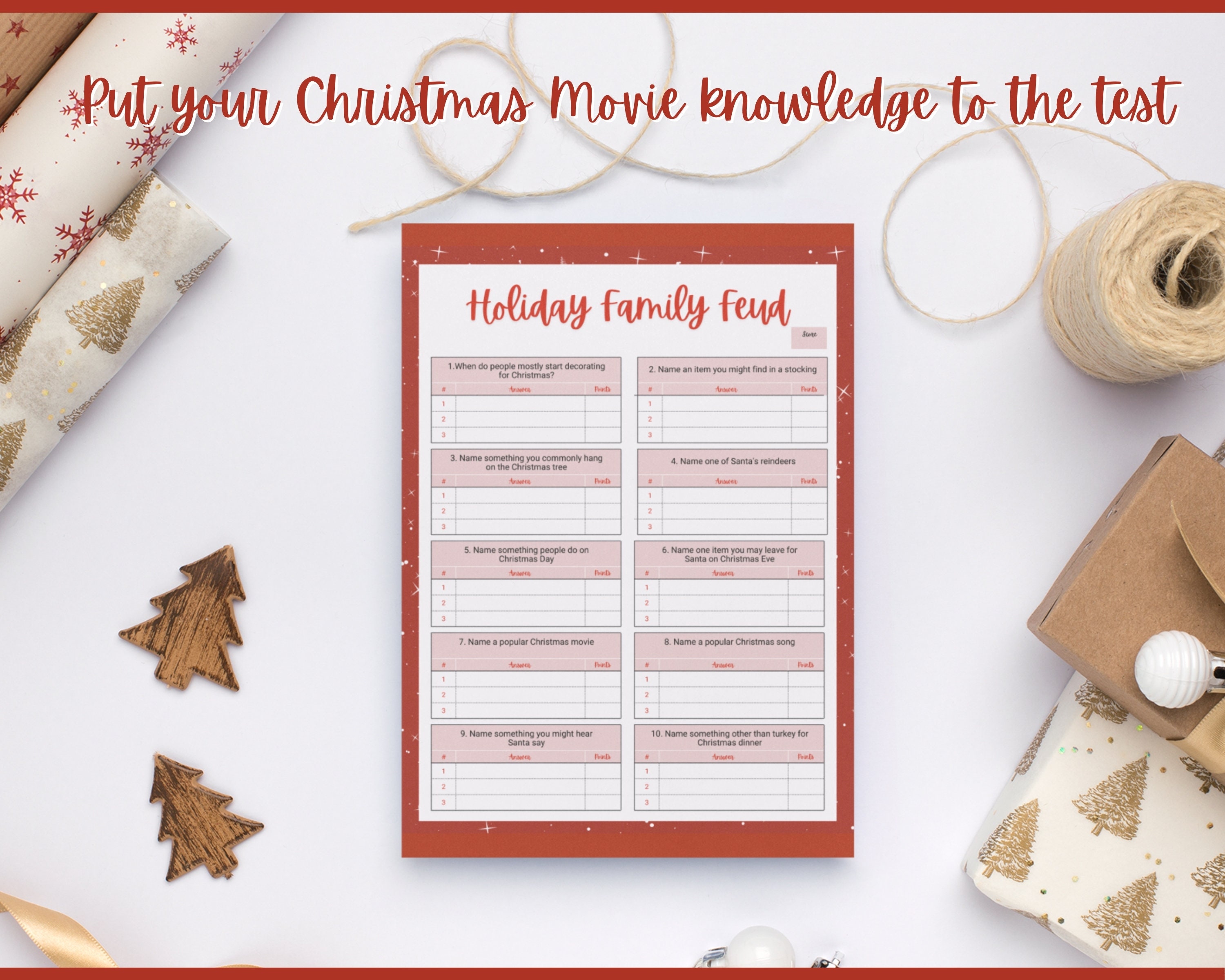 Family Feud Game! Christmas Edition! Holiday Family Quiz, Printable ...