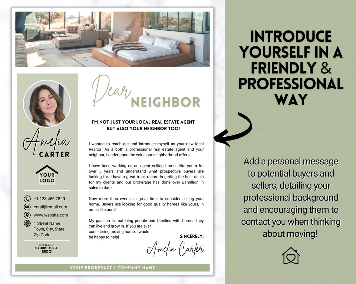 Real Estate Agent Letter Realtor Introduction Template New | Etsy