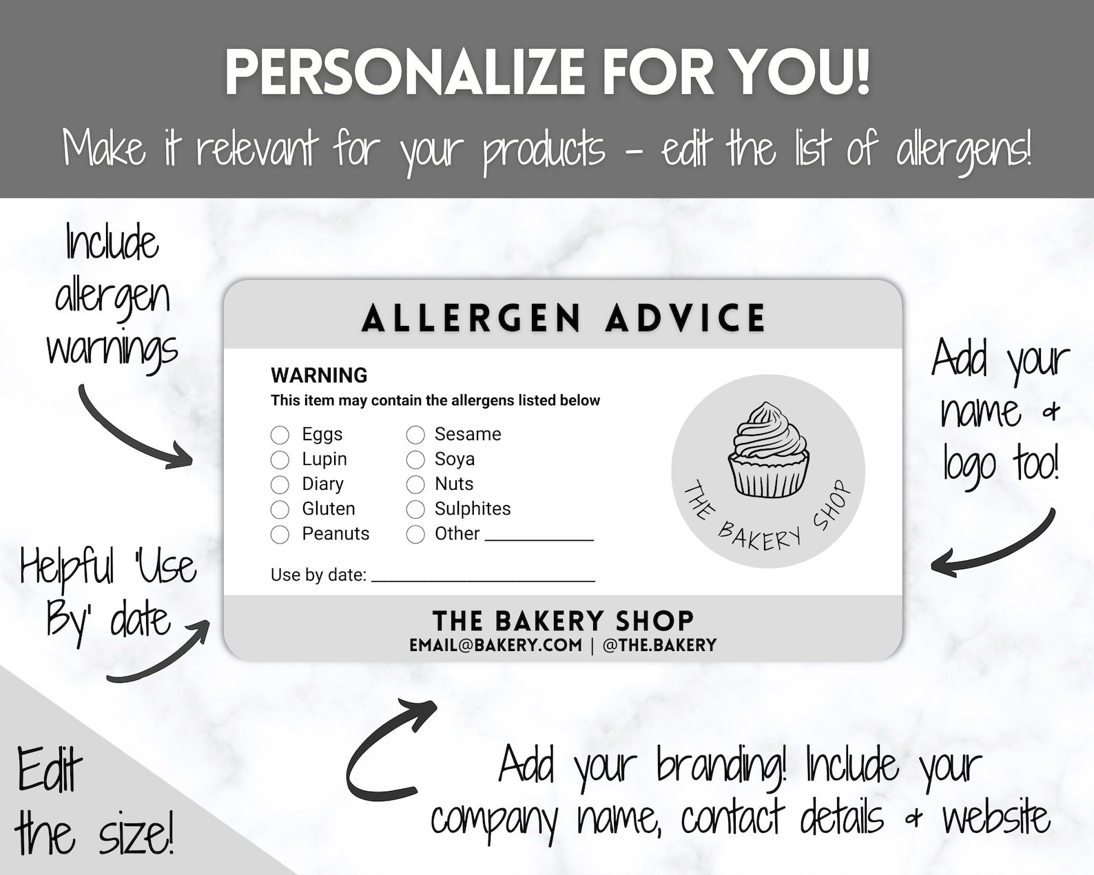 Allergen Label Template Editable Allergy Label Allergy - Etsy UK