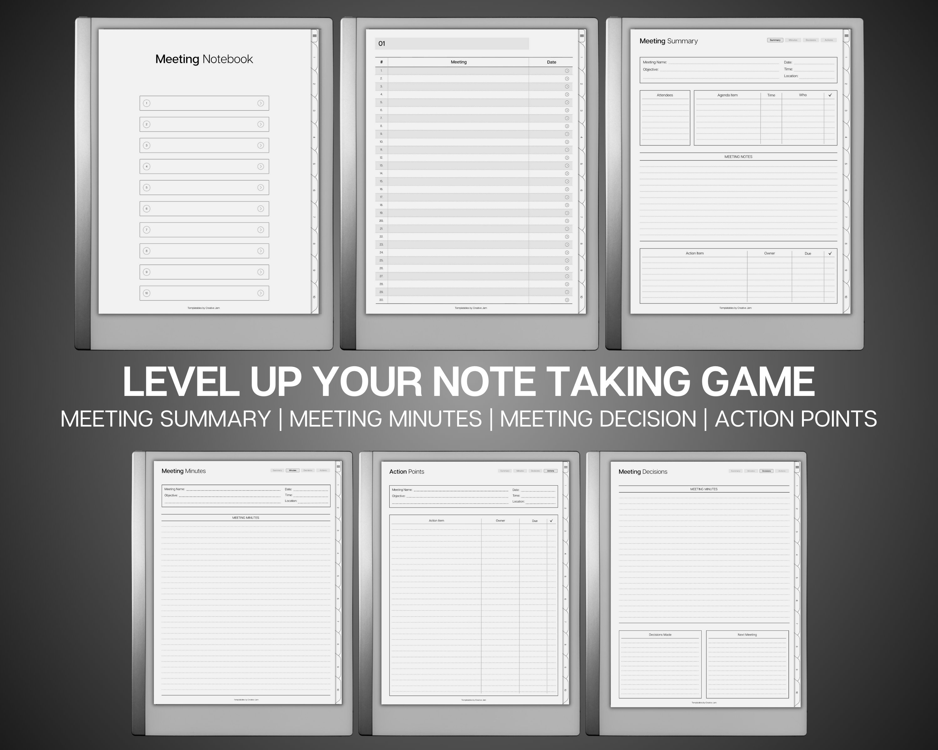 Template for Remarkable 2, Digital Meeting Minutes, Meeting Agenda ...