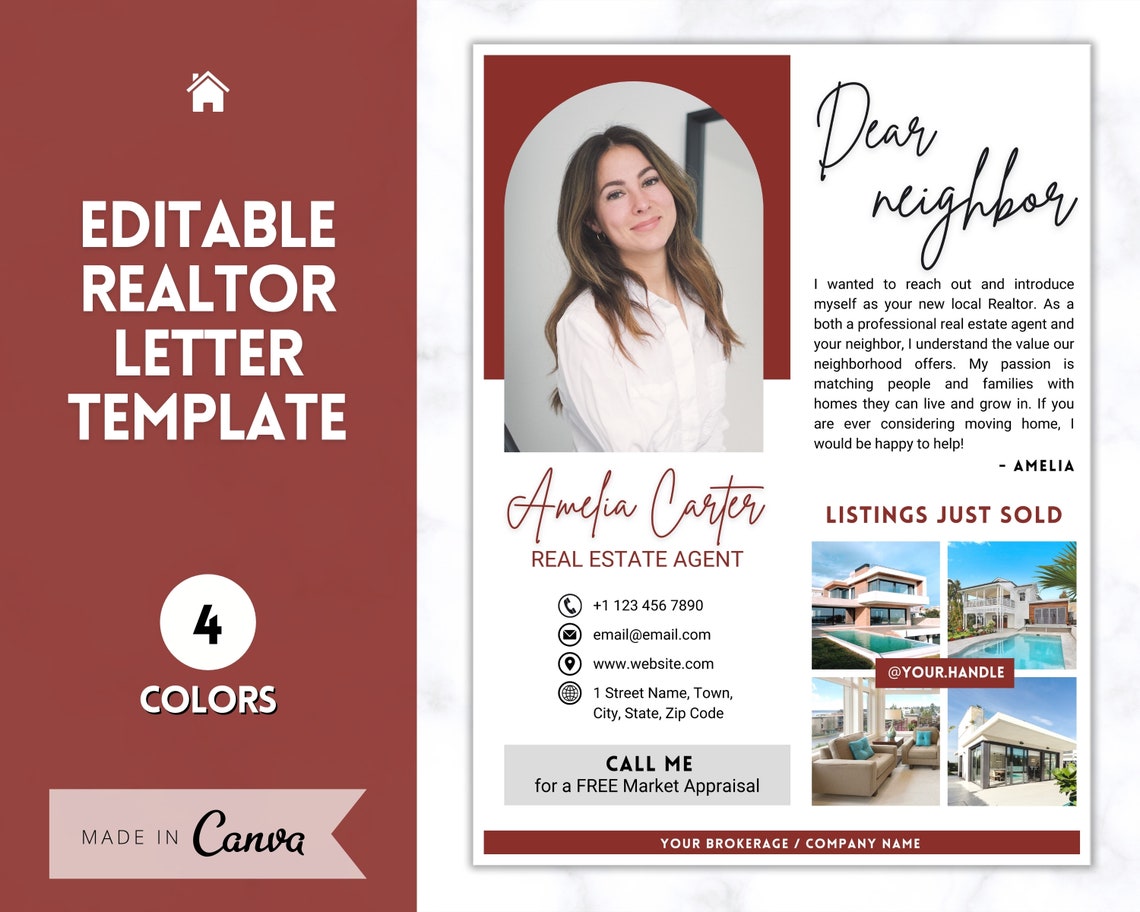 Real Estate Agent Letter Realtor Introduction Template New | Etsy