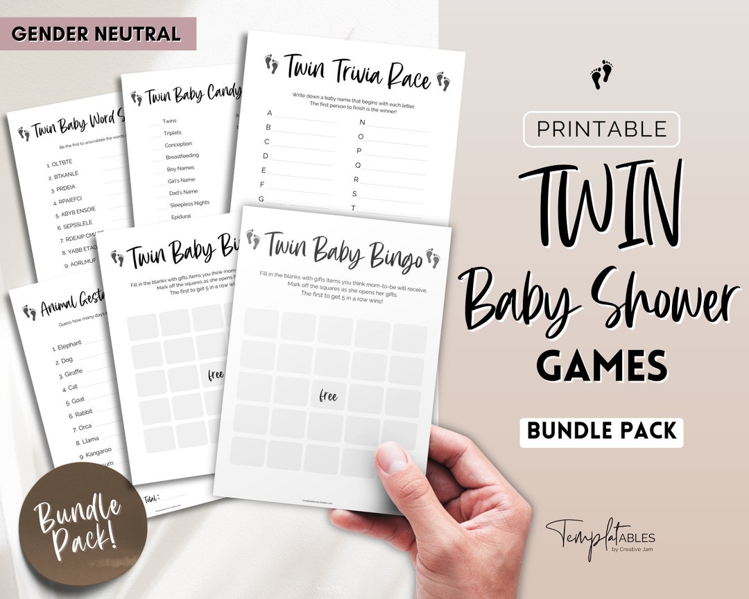 45+ TWIN Baby Shower Games BUNDLE, Twins Baby Shower Activity, Twin ...