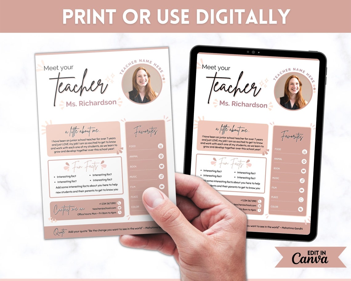 Meet the Teacher Template, Editable Meet Your Teacher Introduction ...