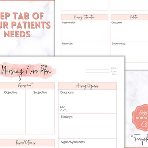 Nursing Care Plan Template, Printable Nursing Notes Assessment, Nursing ...