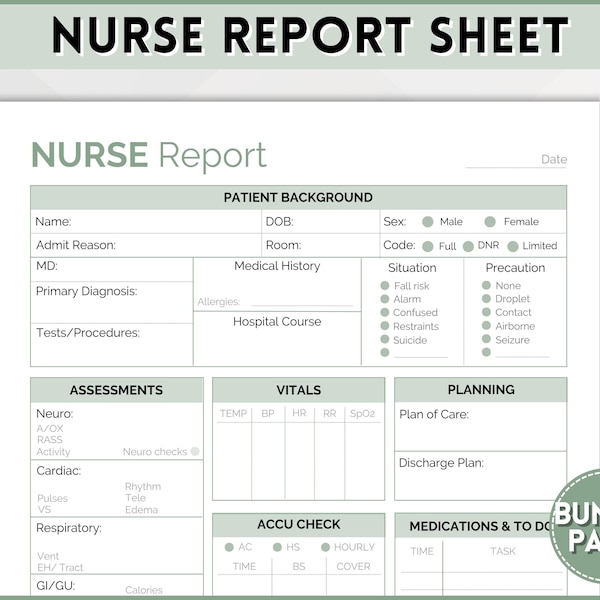 Pct Report Sheet - Etsy