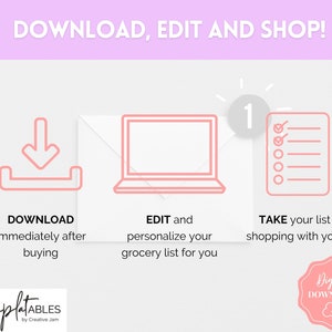 EDITABLE Grocery List, Master Grocery List Printable, Weekly Shopping ...