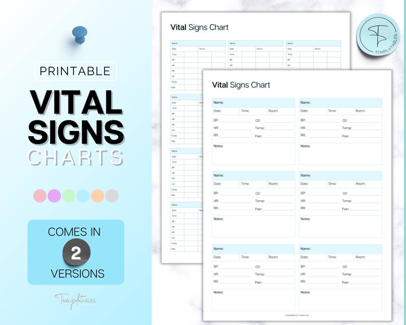 Nurse Vital Signs Log, 2 Vital Signs Chart Sheet, Patient Assessment ...