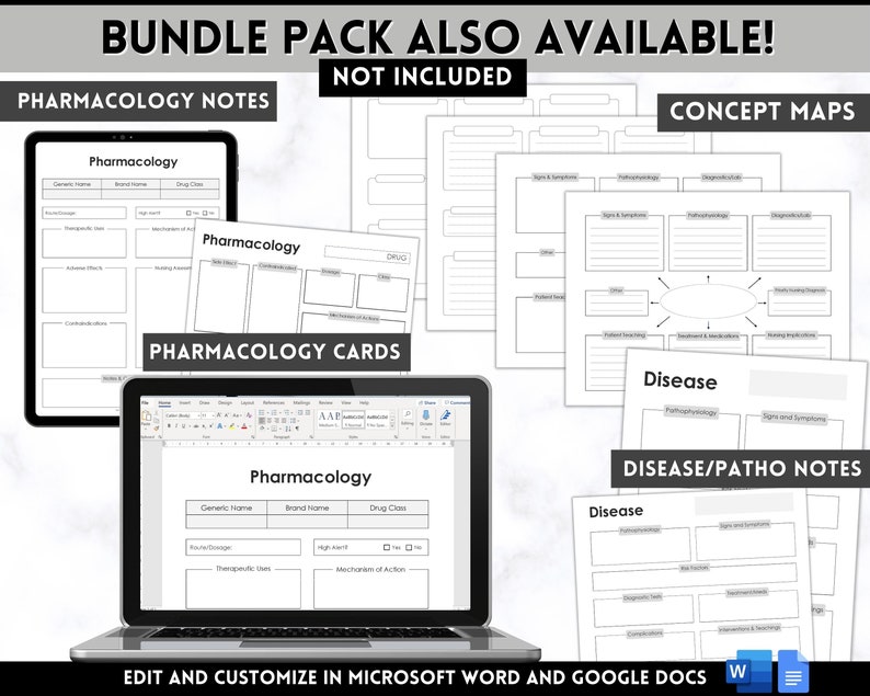 Drug Card Template EDITABLE Nursing Pharmacology Printable - Etsy