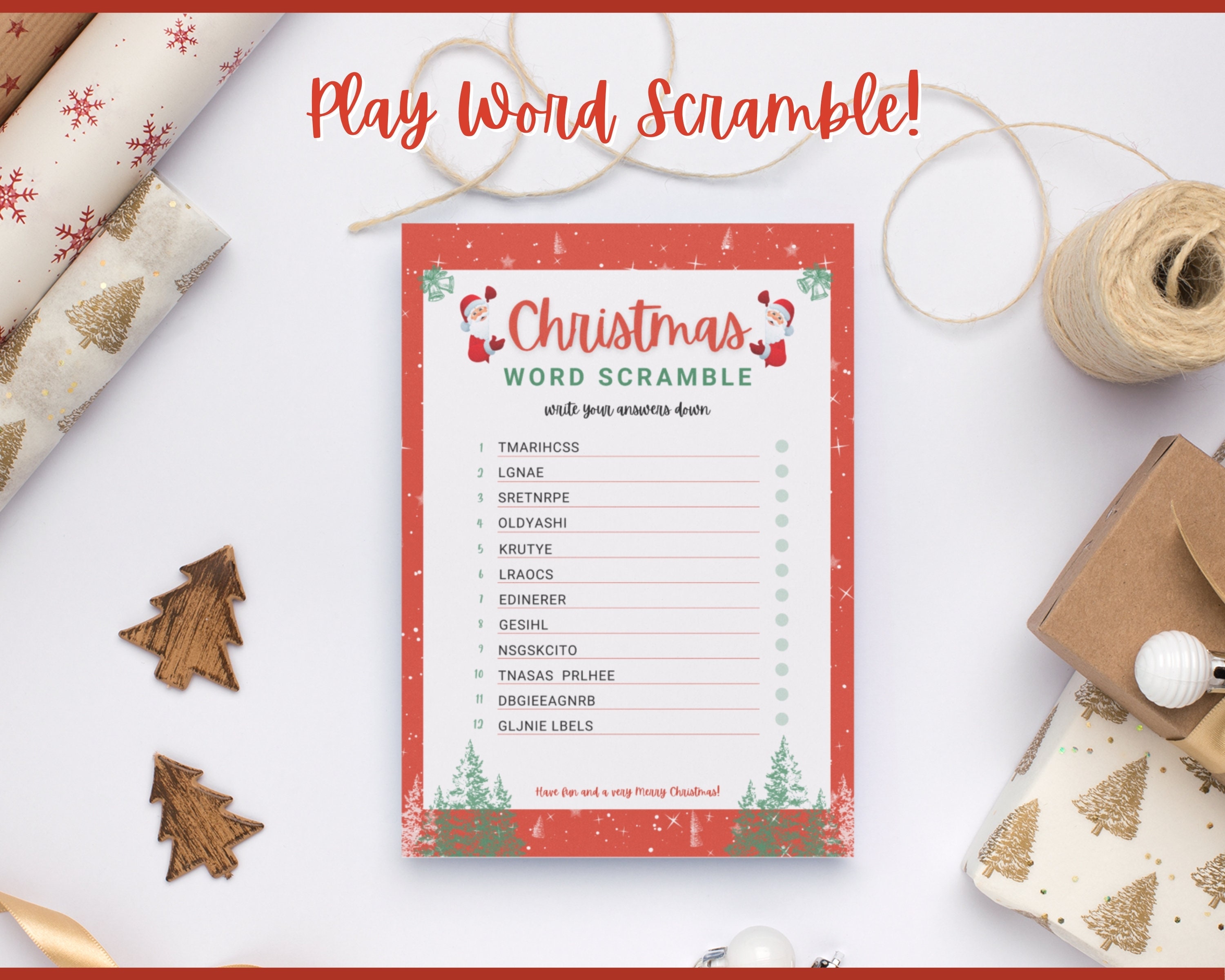 Holiday Word Scramble! Christmas Game Printables, Xmas Party Game, Fun ...