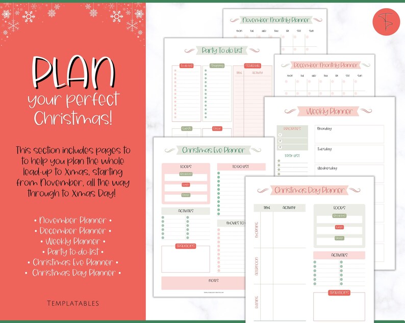 Christmas Planner Printable. 35+ Pg Holiday Planner Kit, Xmas Gift ...