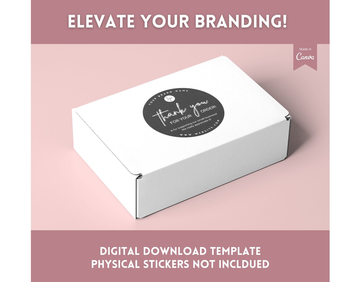 EDITABLE Thank You Sticker Digital Thank You Label Template | Etsy