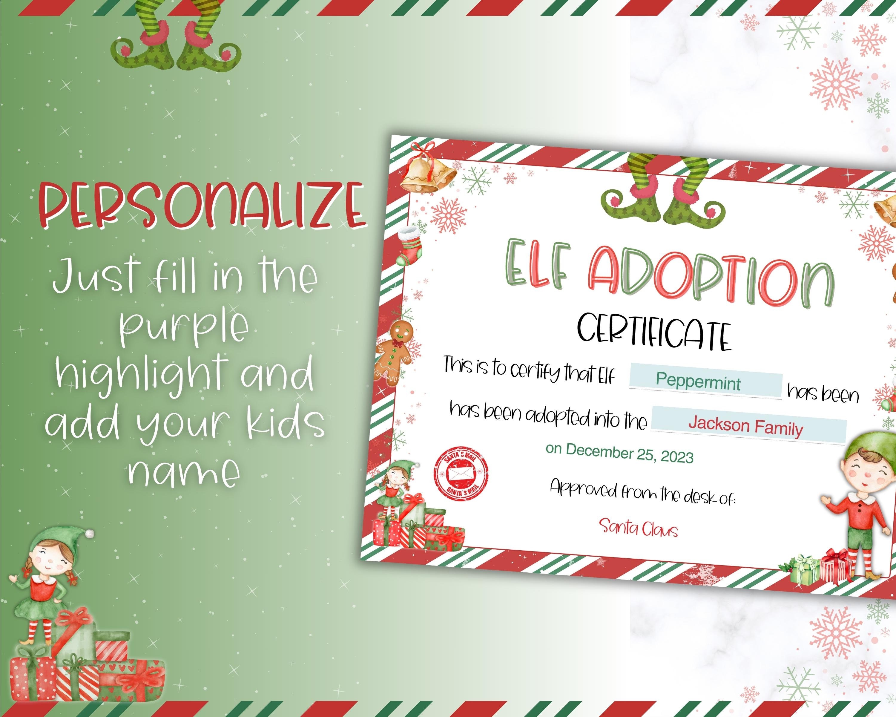 EDITABLE Elf Adoption Certificate, Elf Welcome Kit, Elf Arrival Letter ...