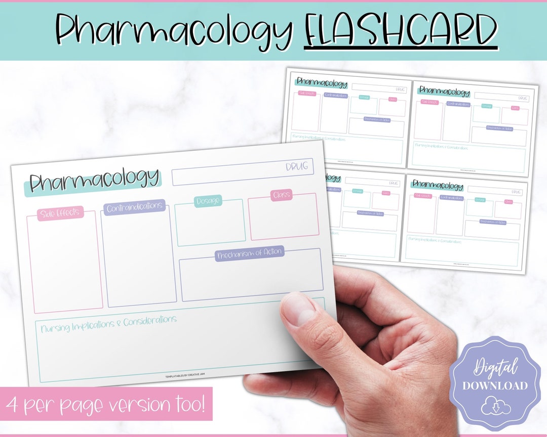 Drug Card Template, Nursing Pharmacology Printable, Nursing Notes ...