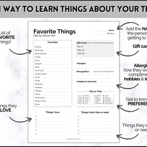 Employee Favorite Things, Get to Know You Game, Favorites List, Get to ...