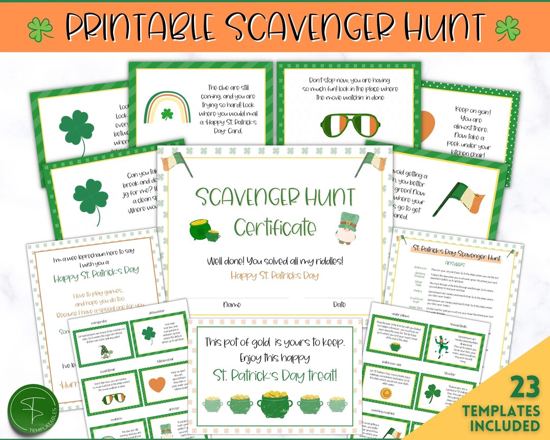 St Patricks Day Scavenger Hunt KIT, Kids St Patricks Day Game ...