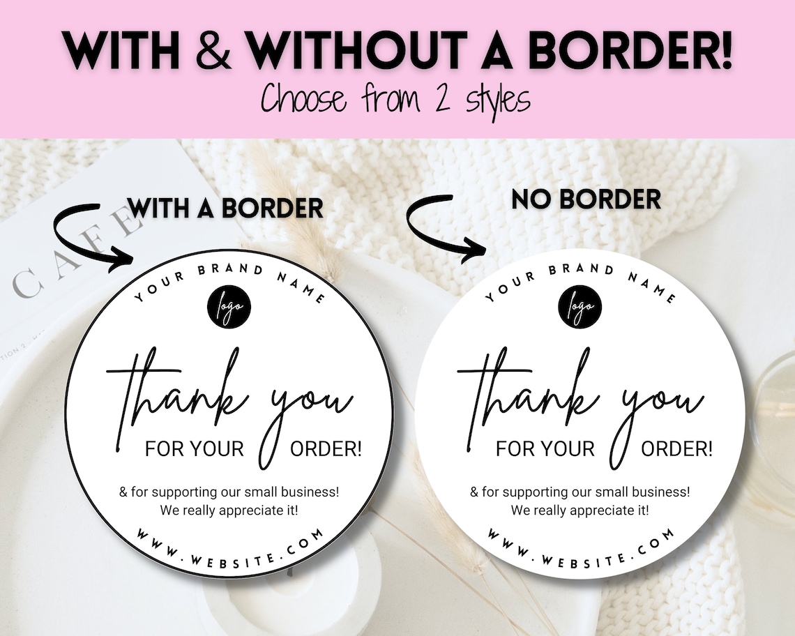 EDITABLE Thank You Sticker Digital Thank You Label Template - Etsy