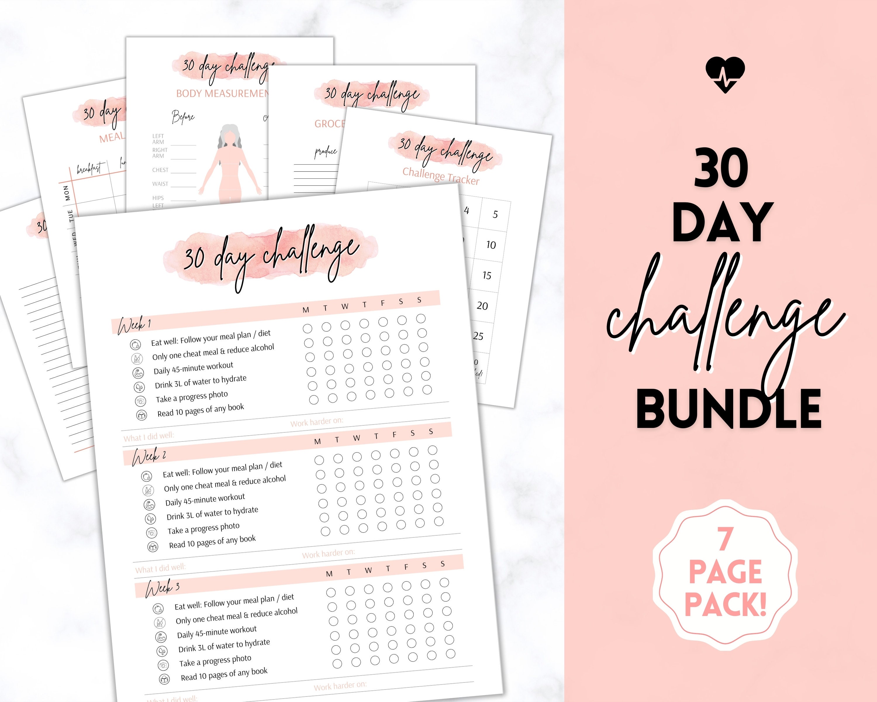 30 Day Habit Tracker Printable, EDITABLE 30 Day Challenge Tracker ...
